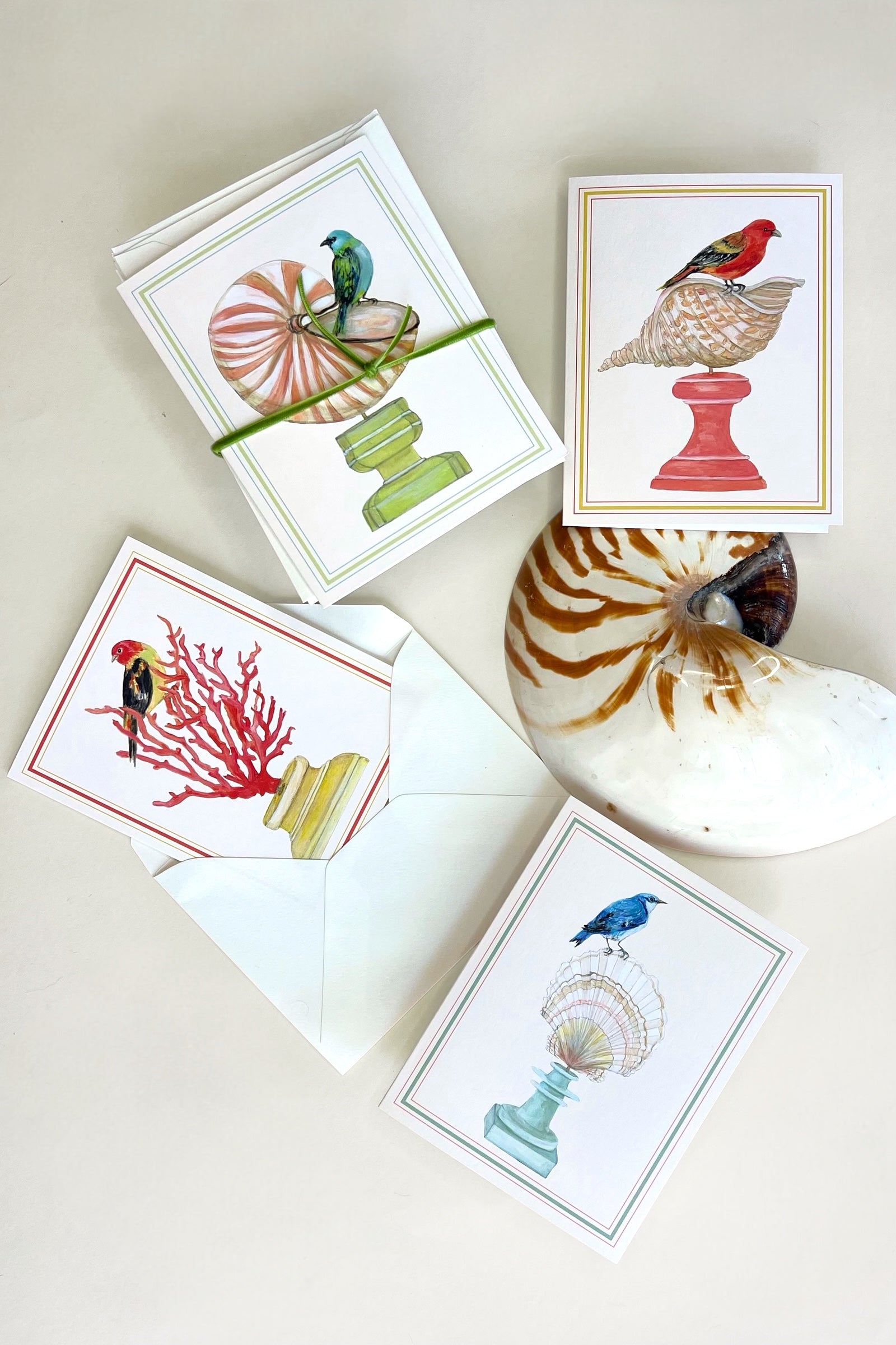 Bird with Shell Card Set – pop-joy-studio